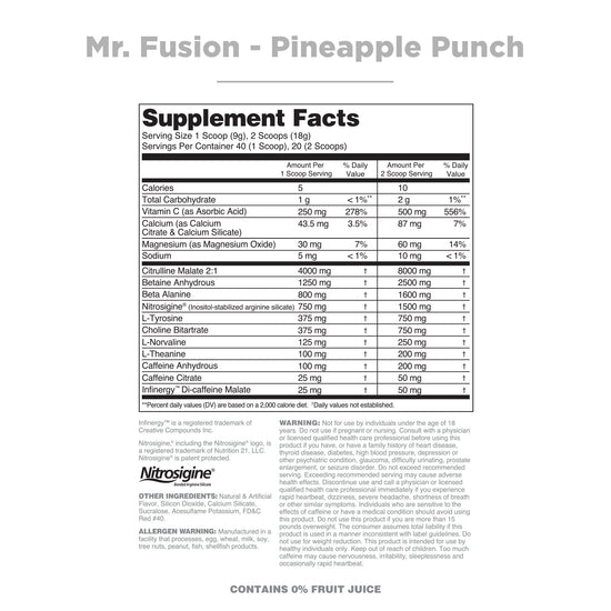 Mr. Fusion Pre-Workout | Nutrithority